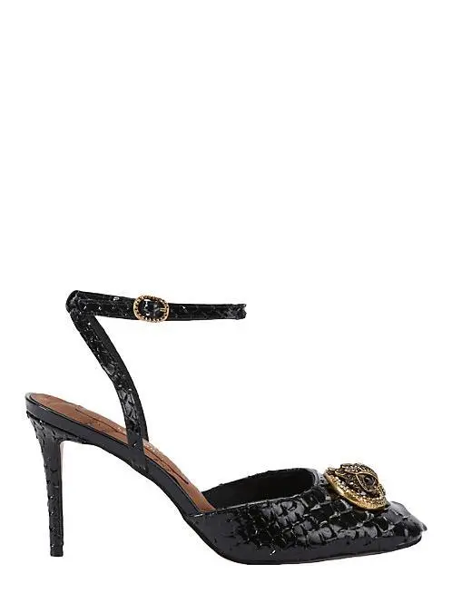 Kurt Geiger Chelsea Snakeskin-embossed Leather Courts - Black