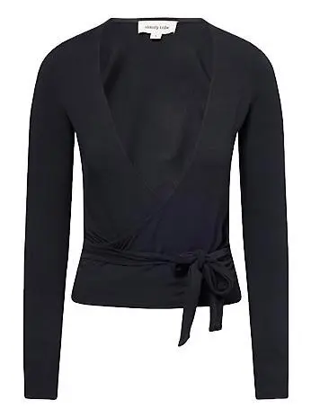 SISTERLY TRIBE Modal-jersey Wrap Top - Black
