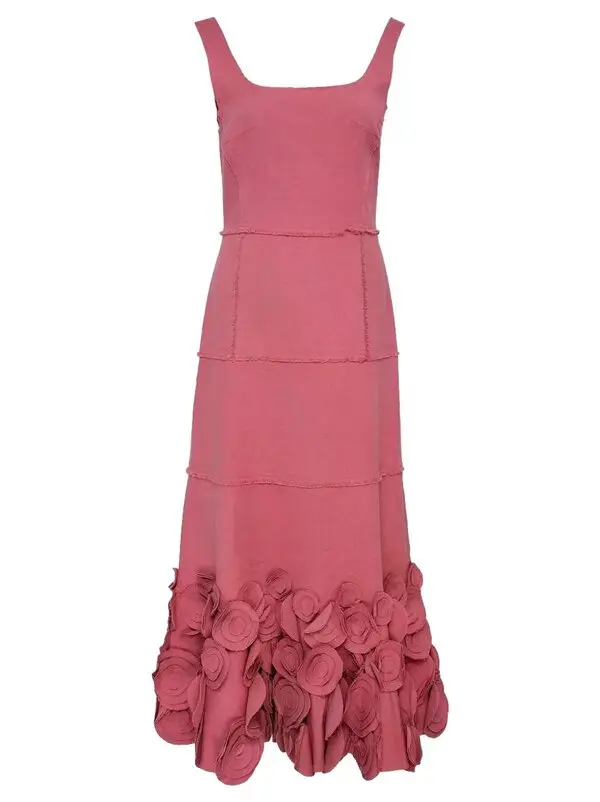 Alexis Rose-embellished Tiered Dress - Pink