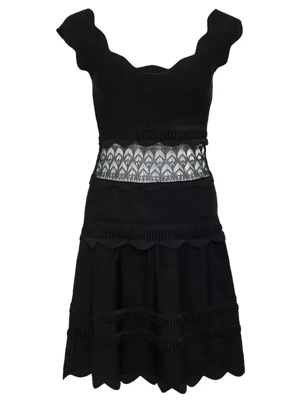 Alexis Hopper Scalloped Lace-insert Dress - Black