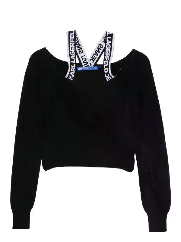Karl Lagerfeld Cross-strap Sweater - Black