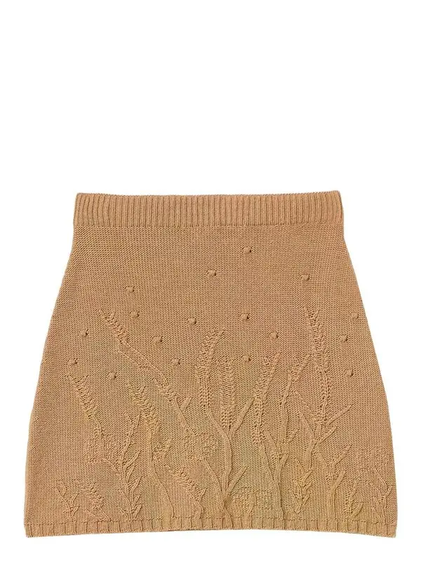 TWINSET Floral-embroidered Knitted Mini Skirt - Brown