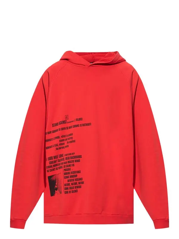 Raf Simons Oversized Hooded Sweater With Prints - Red