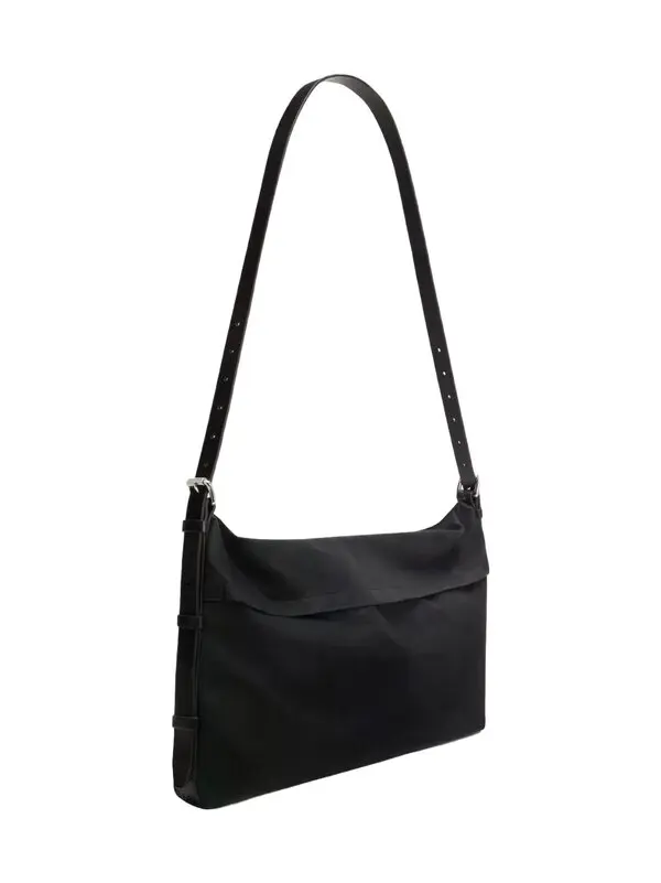 LEMAIRE Pocket Messenger Bag With Leather Strap - Black