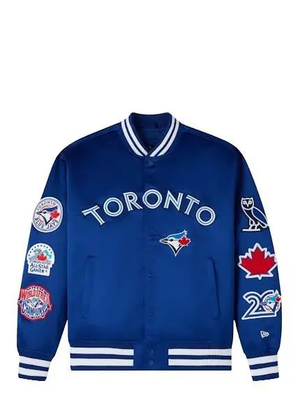 OVO X New Era Mlb Toronto Jays Varsity Jacket - Blue