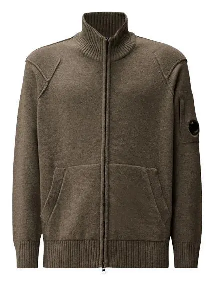 C.P. COMPANY Lambswool Grs Full Zip Sweater - Gunmetal Grey