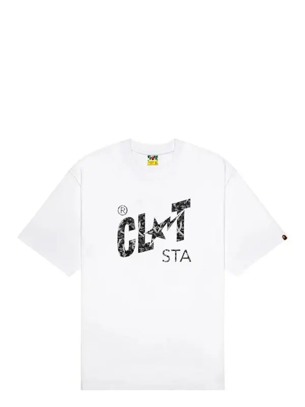A BATHING APE X Clot Camo Clot Sta Logo Relaxed Fit T-shirt - White