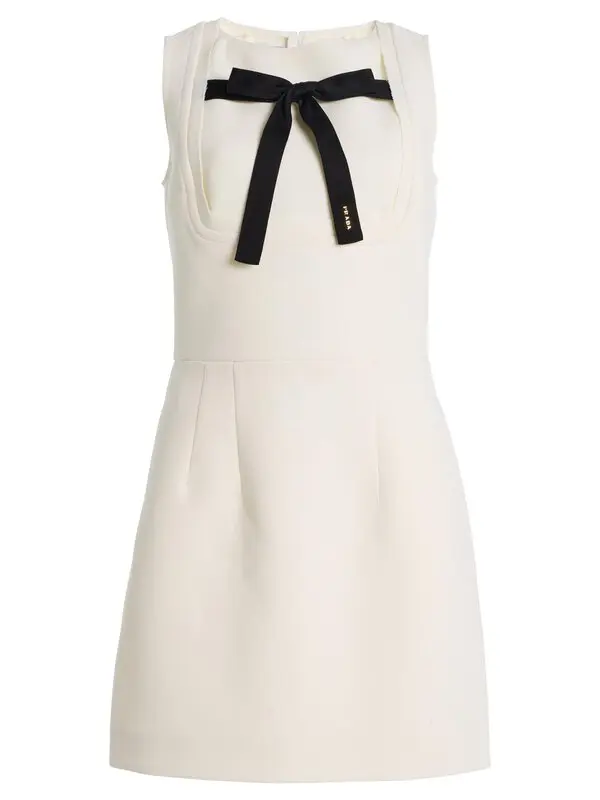 Prada Bow-detailed Cotton Mini Dress - White