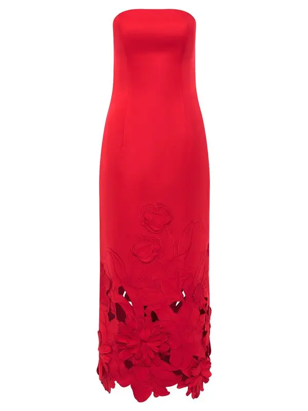 LEO LIN Rayna Appliquéd Maxi Dress - Red