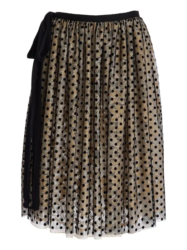 TAE PARK Volume Polka-dot Mesh And Lace Midi Skirt - Black,white