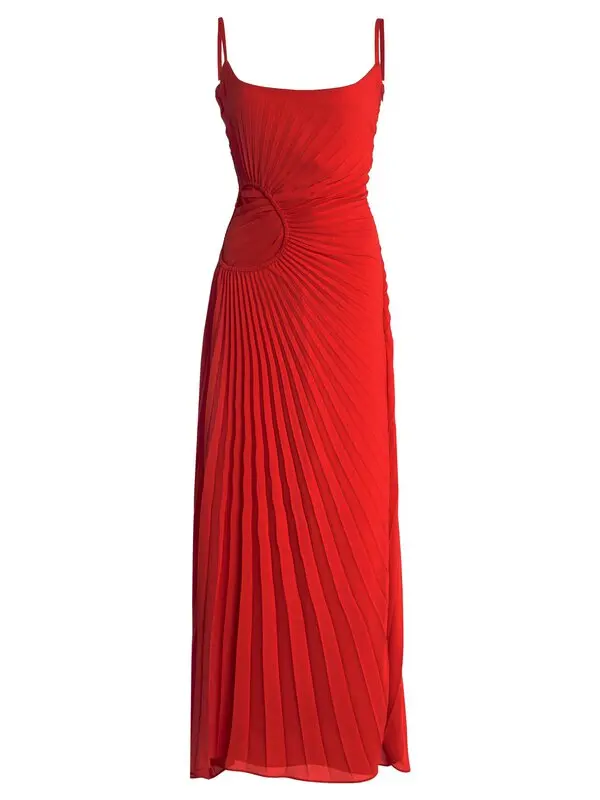 GEORGIA HARDINGE Tide Pleated Georgette Maxi Dress - Red