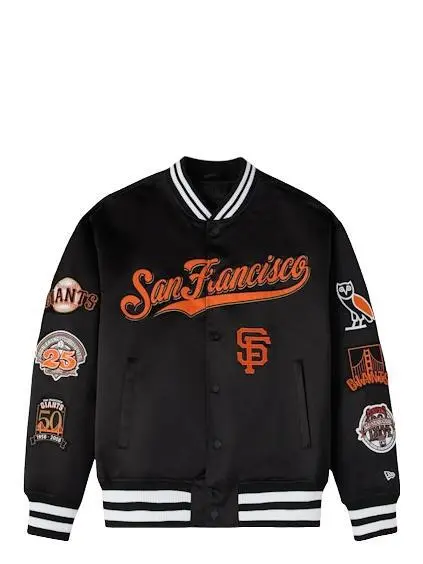 OVO X New Era Mlb San Francisco Giants Varsity Jacket - Black