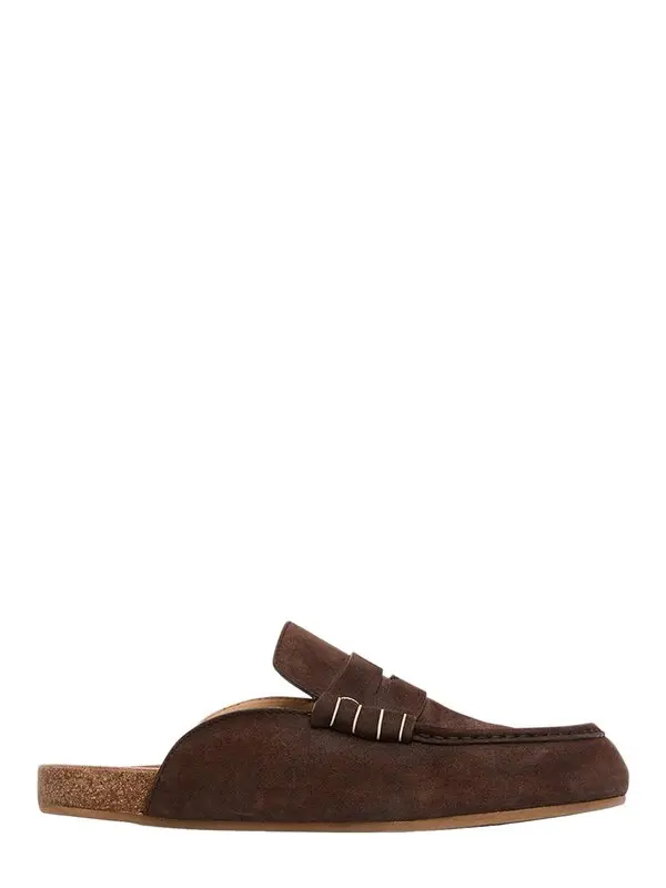 JW Anderson Stitch Suede Loafers - Deep Walnut