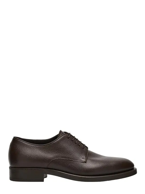 Giorgio Armani Grained Calf Leather Derby Shoes - Ebony