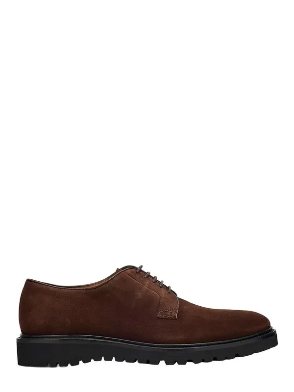 Giorgio Armani Suede Derby Shoes With Rubber Sole - Brown