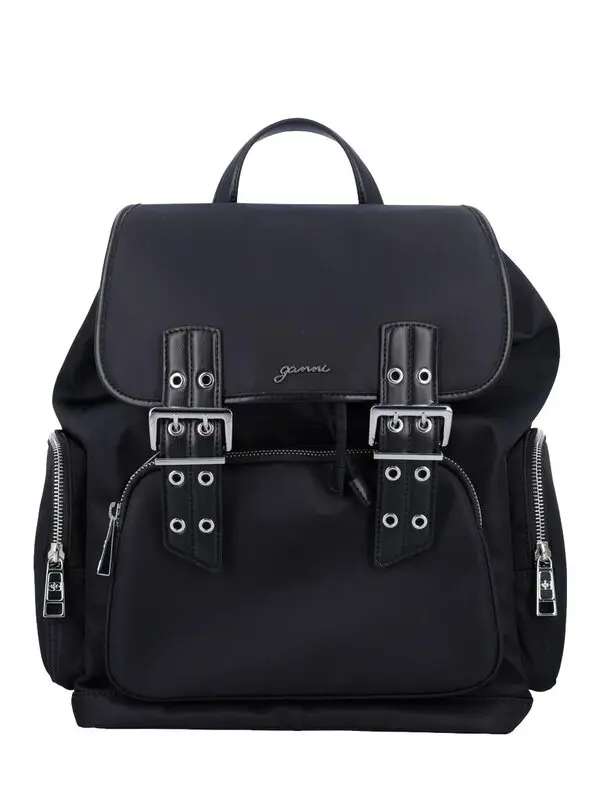 GANNI Nylon Backpack - Black