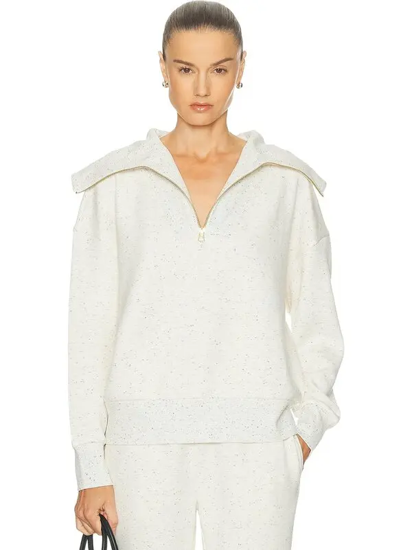 Varley Catherine Half Zip Sweatshirt - Ivory Marl Fleck