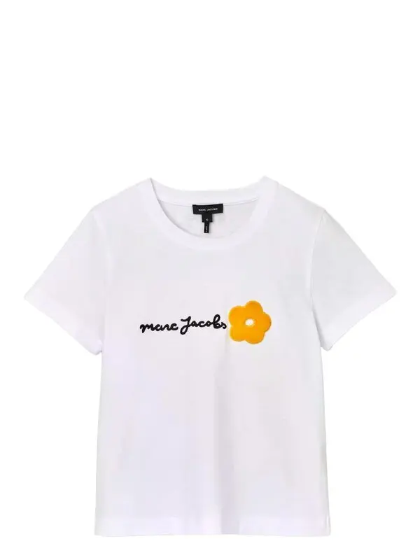 Marc Jacobs Logo Flower Appliqué Tee - White