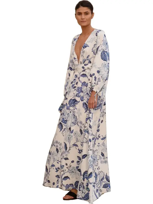 MandiBreeze Olympe Floral Print Maxi Dress - Blue