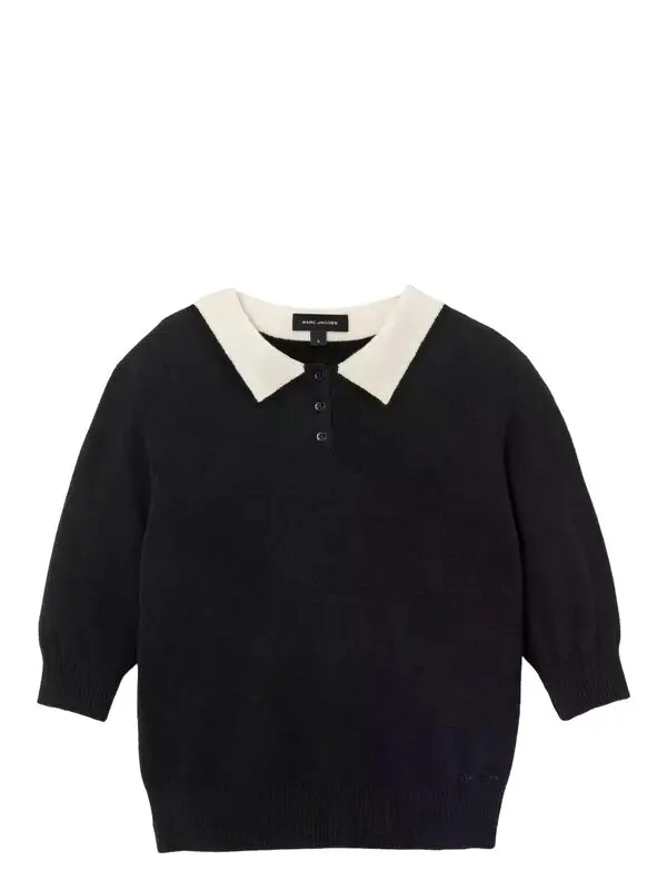 Marc Jacobs Contrast-collar Wool Knit Top - Black