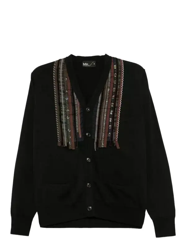Kolor Striped Cardigan - Black