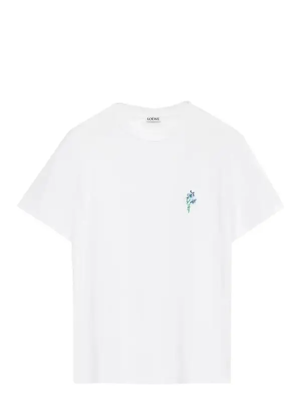 Loewe Flower-embroidered T-shirt - White