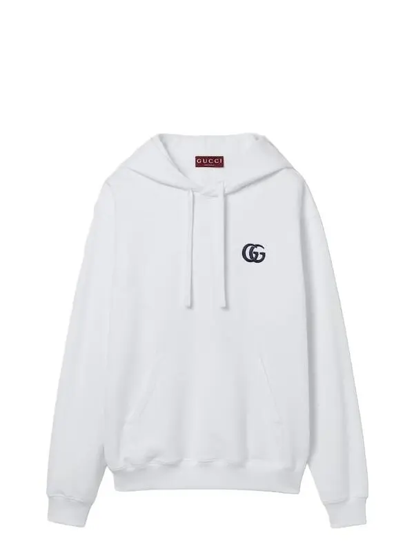 Gucci Cotton Jersey Hooded Sweatshirt With Double G Embroidery - White
