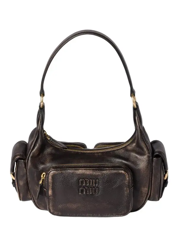 Miu Miu Pocket Nappa Leather Bag - Coffee