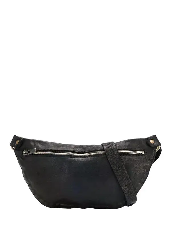 Guidi Cracked-effect Belt Bag - Black