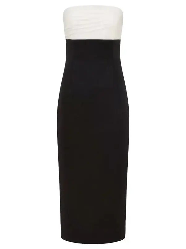 Rachel Gilbert Odette Strapless Draped-back Midi Dress - Black