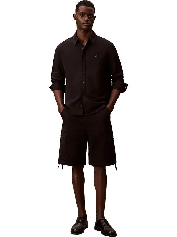 Calvin Klein Cotton Stretch Twill Cargo Shorts - Black