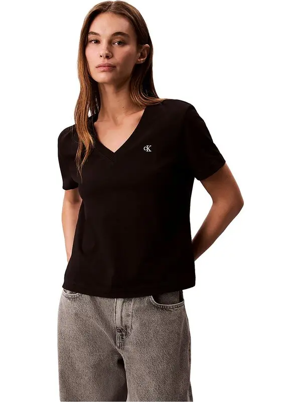 Calvin Klein Monogram V-neck T-shirt - Black