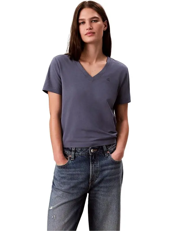 Calvin Klein Monogram V-neck T-shirt - Grisaille