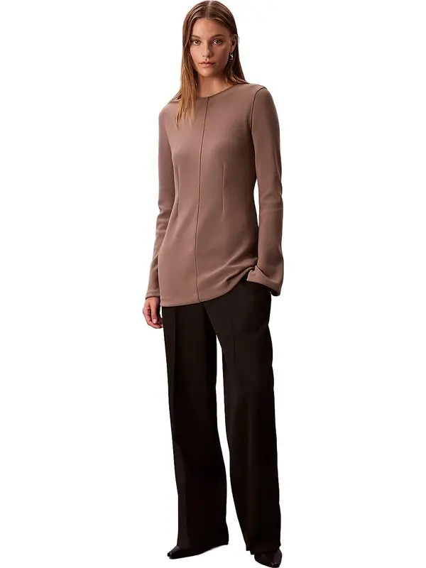 Calvin Klein Tailored Knit Slim Tunic Top - Sugar Almond