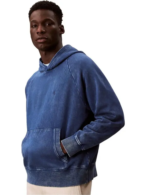 Calvin Klein Washed Fleece Relaxed Hoodie - Insignia Blue
