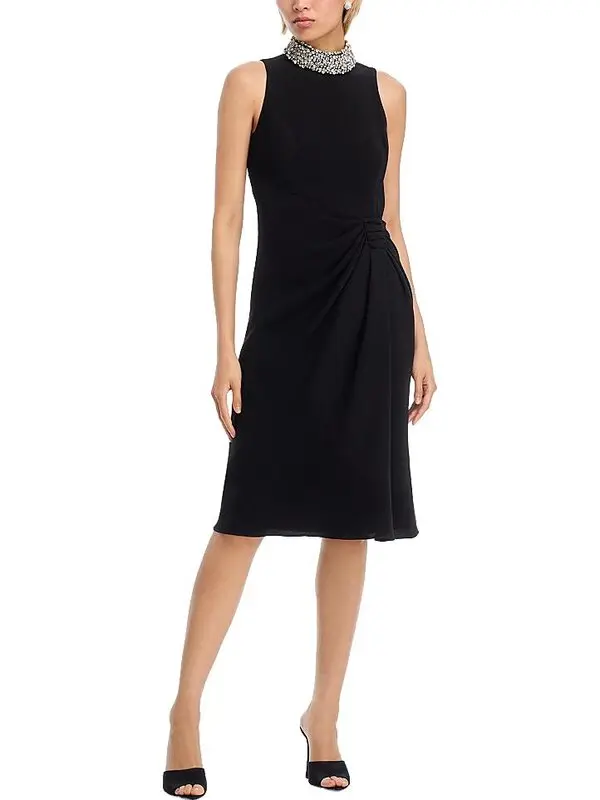 Rickie Freeman For Teri Jon Mock Neck Sarong Dress - Black