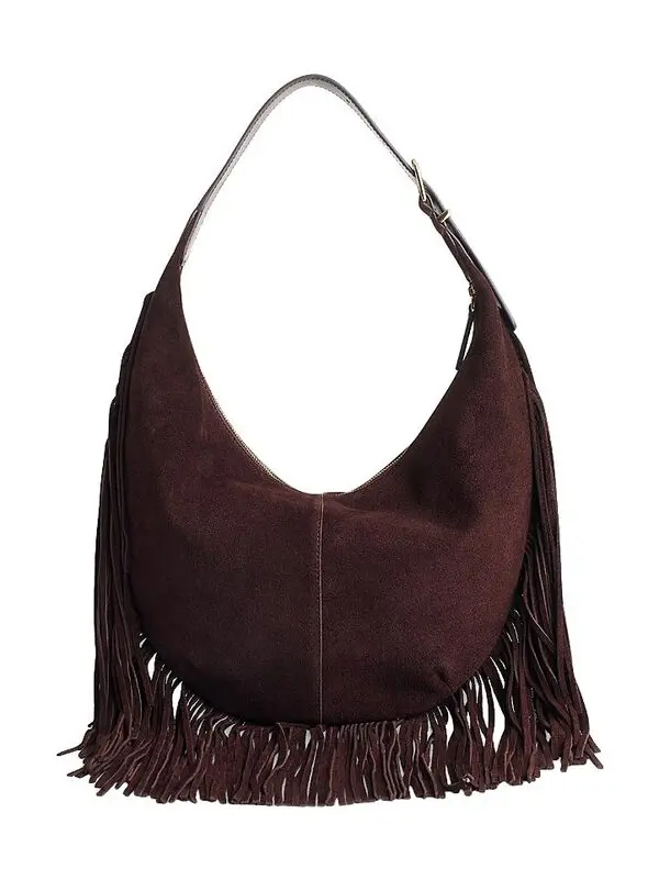 Madewell The Essential Fringed Suede Curve Shoulder Bag - Coffee Bean