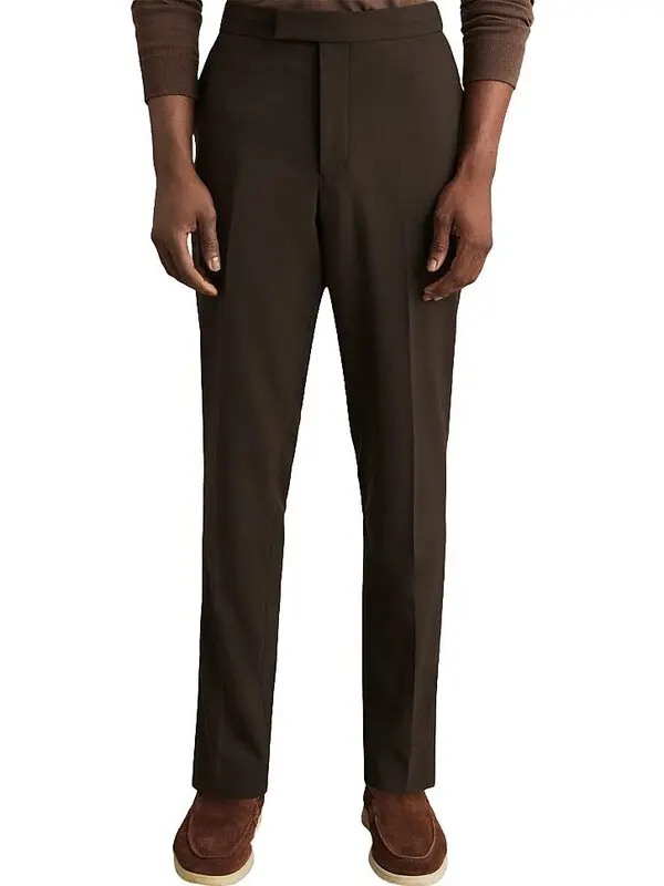 REISS Drawcord Slim Fit Trousers - Brown