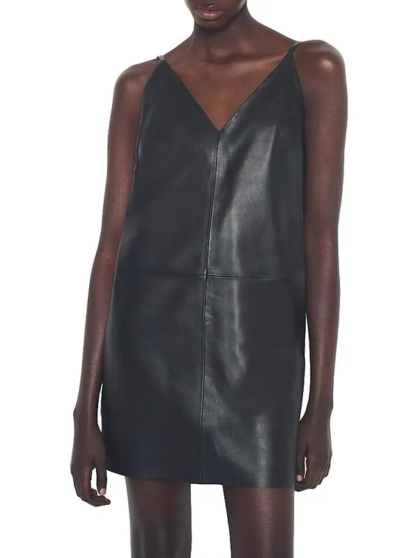 AS By DF Ryder Upcycled Leather Mini Dress - Black