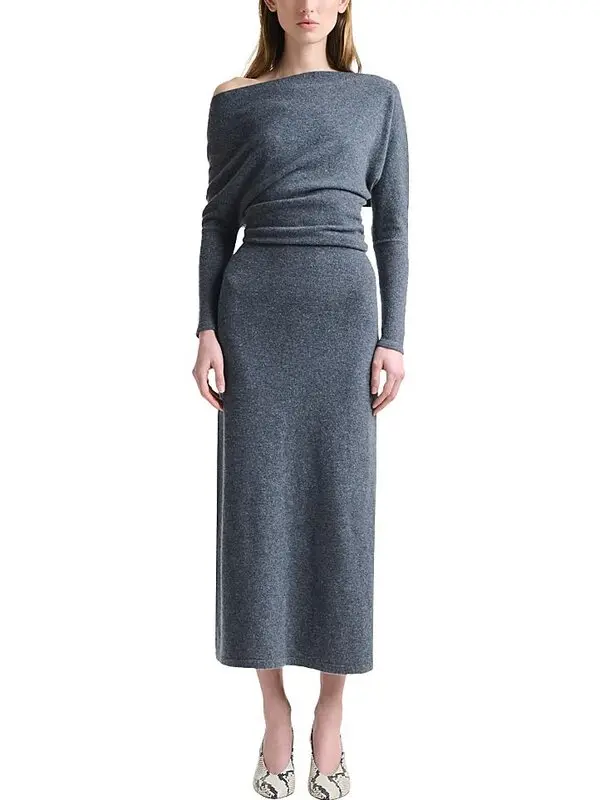 Altuzarra Kasos Cashmere Off-the-shoulder Dress - Jet Melange