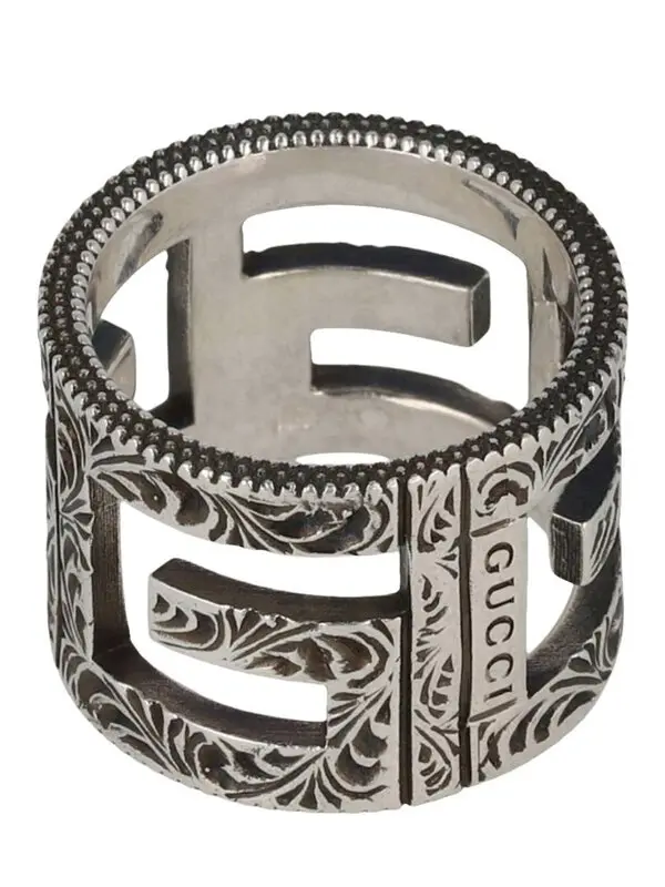 Gucci Cubed G Motif Logo Ring - Silver