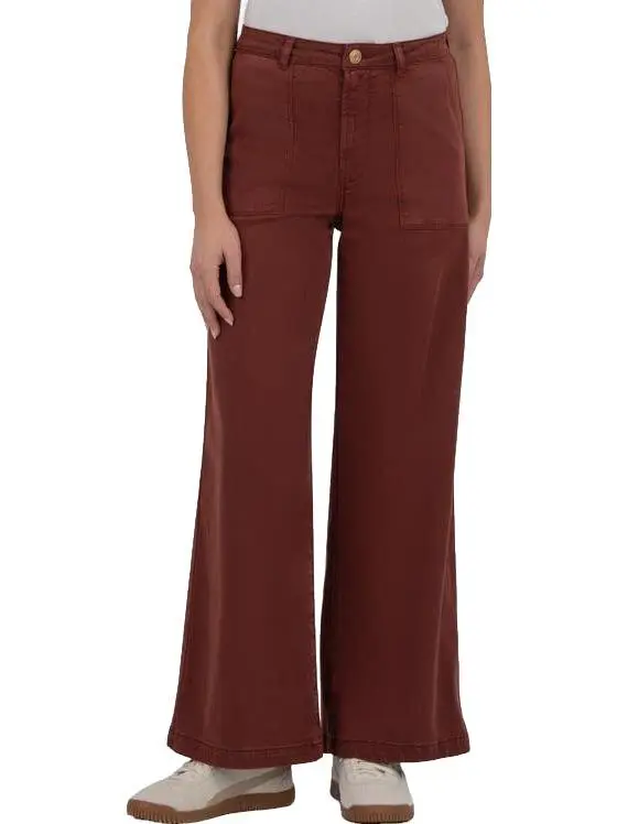 Kut From The Kloth Meg Patch Pocket High-waisted Wide-leg Pants - Rust