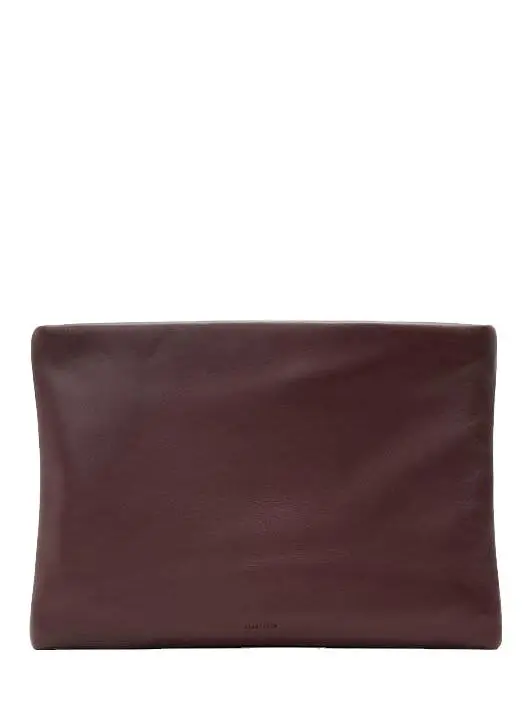ALLSAINTS Bettina Sheepskin Leather Clutch - Dark Red