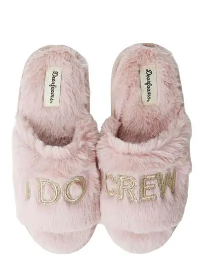 DEARFOAMS Lane Bridal I Do Fuzzy Slide Slippers - Pale Mauve