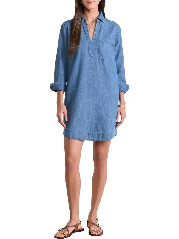 Vineyard Vines Cotton Chambray Shirt Dress - Morning Mist