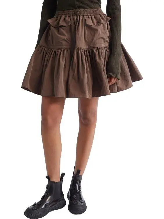Cecilie Bahnsen Blair Recycled Taffeta Cargo Skirt - Brown