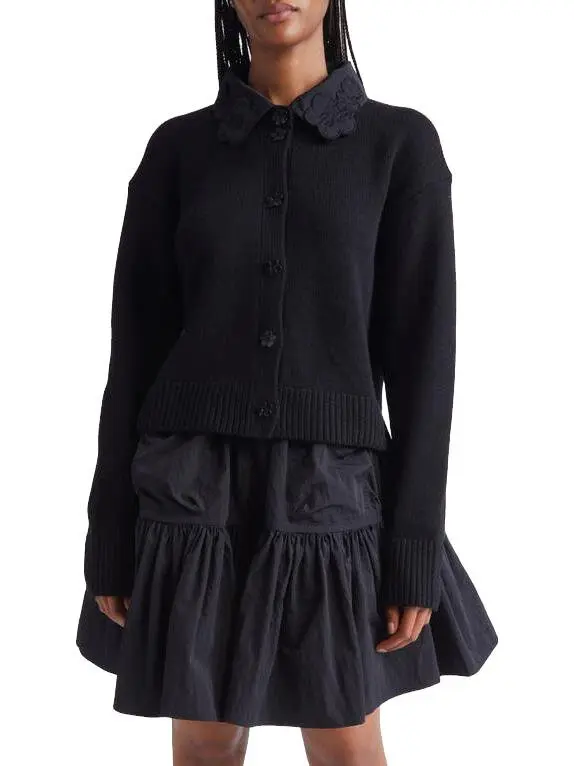 Cecilie Bahnsen Bibi Recycled Cashmere & Wool Cardigan - Black