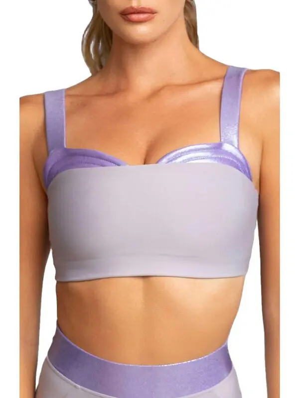Heroine Sport Lina Metallic Trim Longline Sports Bra - Steel