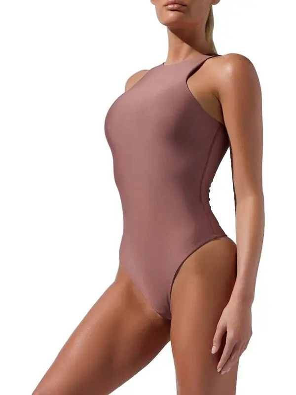 Heroine Sport High Neck Sleeveless Bodysuit - Mauve