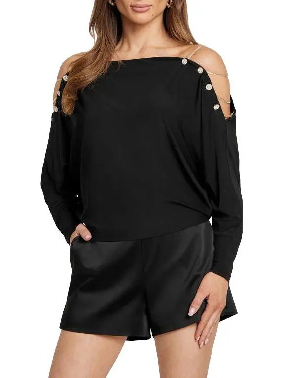 MARCIANO Off-the-shoulder Knit Top - Jblack-black